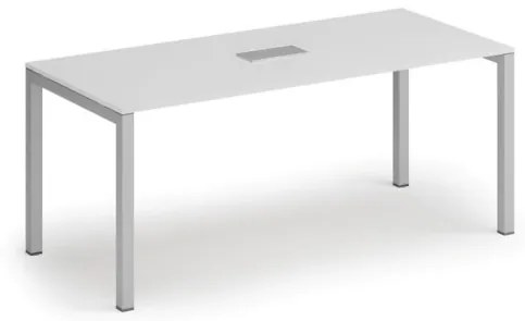 Stůl SQUARE 1800 x 800 x 750, bílá + stolní zásuvka TYP II, stříbrná