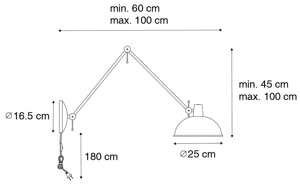 Retro nástěnná lampa žlutá s bronzem - Milou