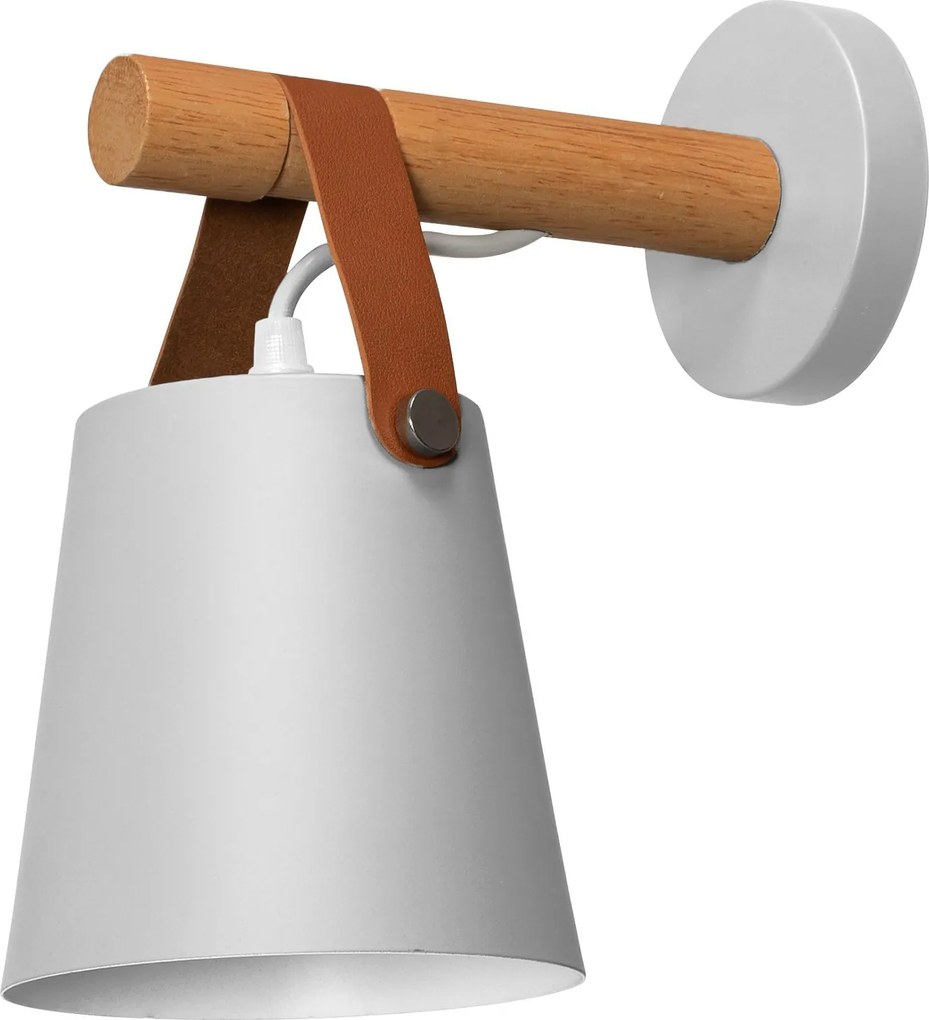 Toolight - Kovová nástěnná lampa s řemínkem 1xE27 APP467-1W, bílá-hnědá, OSW-06916
