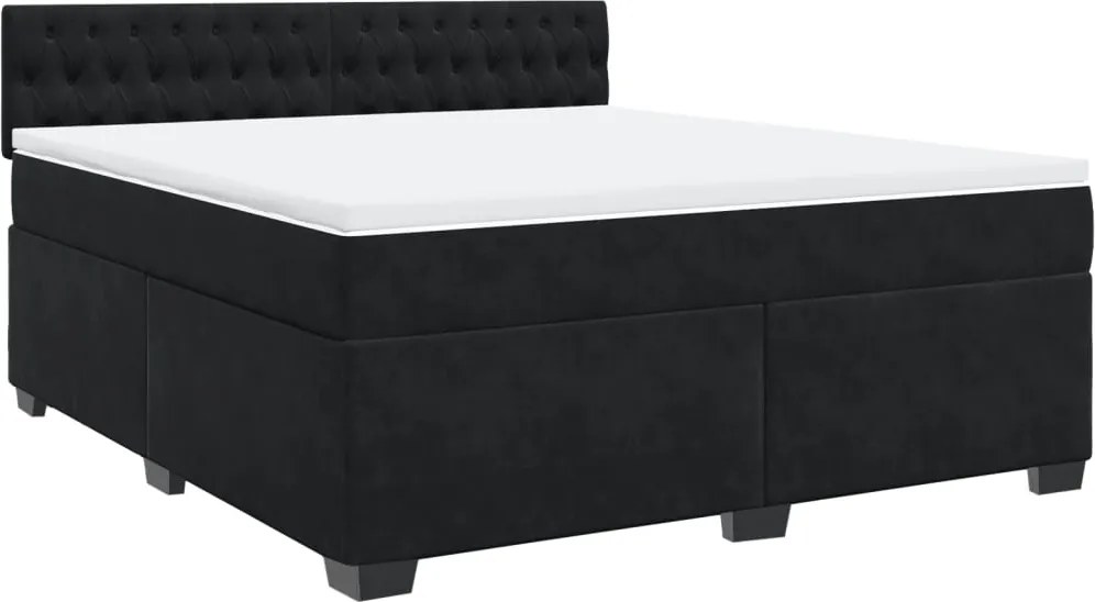 Box spring postel s matrací černá 180x200 cm samet 3286386