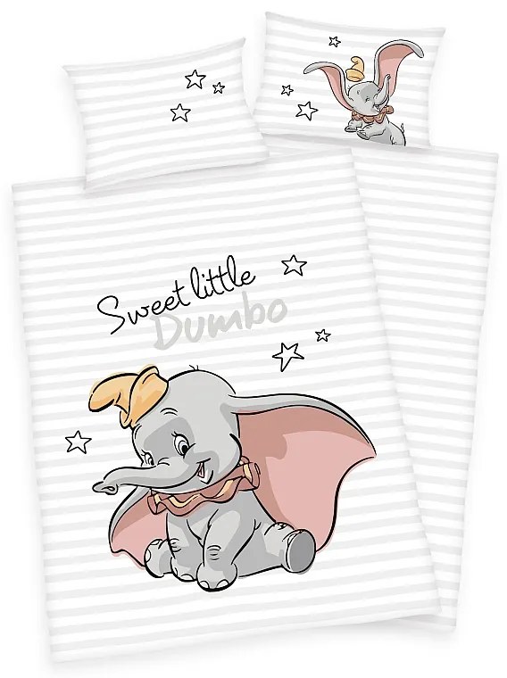 HERDING Povlečení do postýlky Dumbo Sweet little Bavlna 100/135, 40/60 cm
