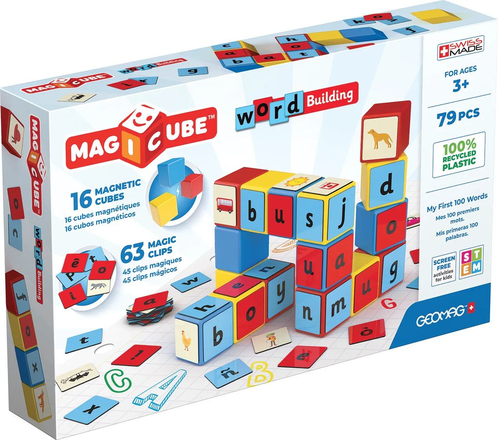 GEOMAG Magnetické kostky Magicube Word 79 kostek