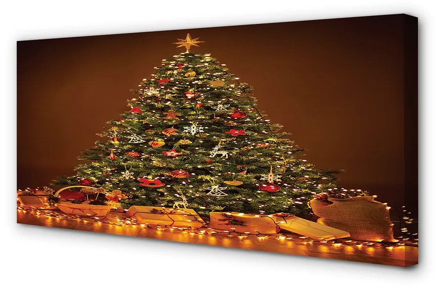 Obrazy na plátně Vánoční osvětlení dekorace dárky 140x70cm