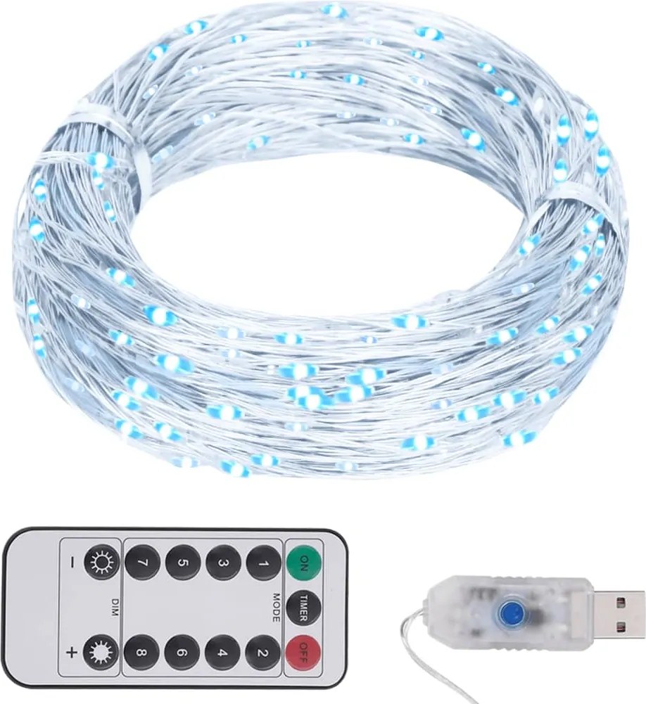 Světelný LED řetěz se 150 LED diodami studený bílý 15 m