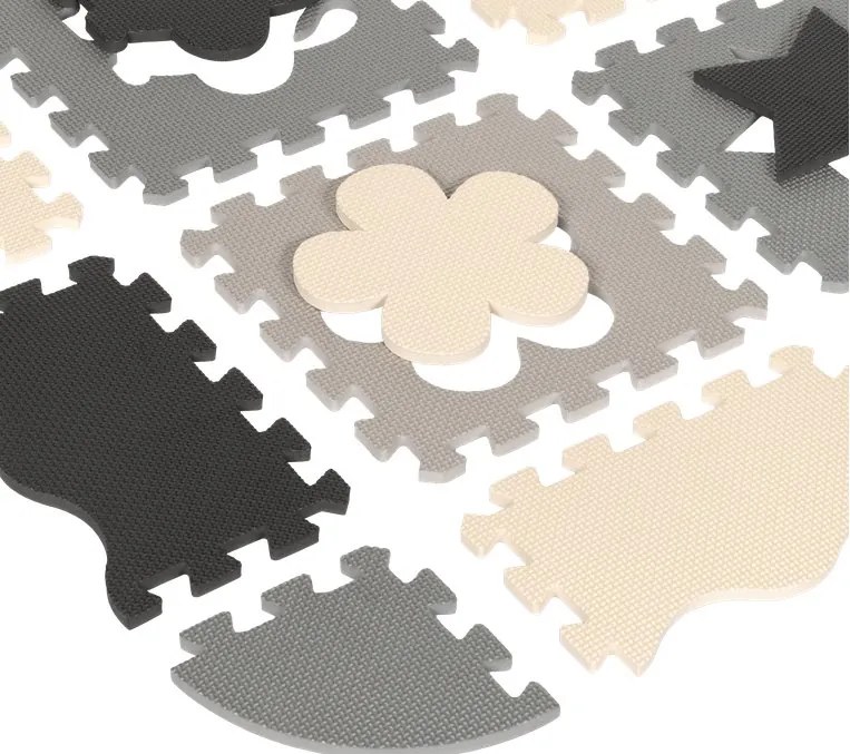 Pěnová podložka puzzle REBEL RBY-2250-16 150 x 150 cm, s rámem, šedá