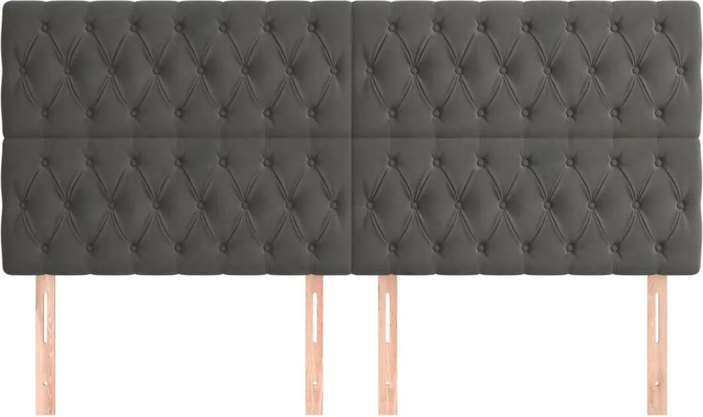 Čelo postele tmavě šedé 180x7x118/128 cm sametové 3116729