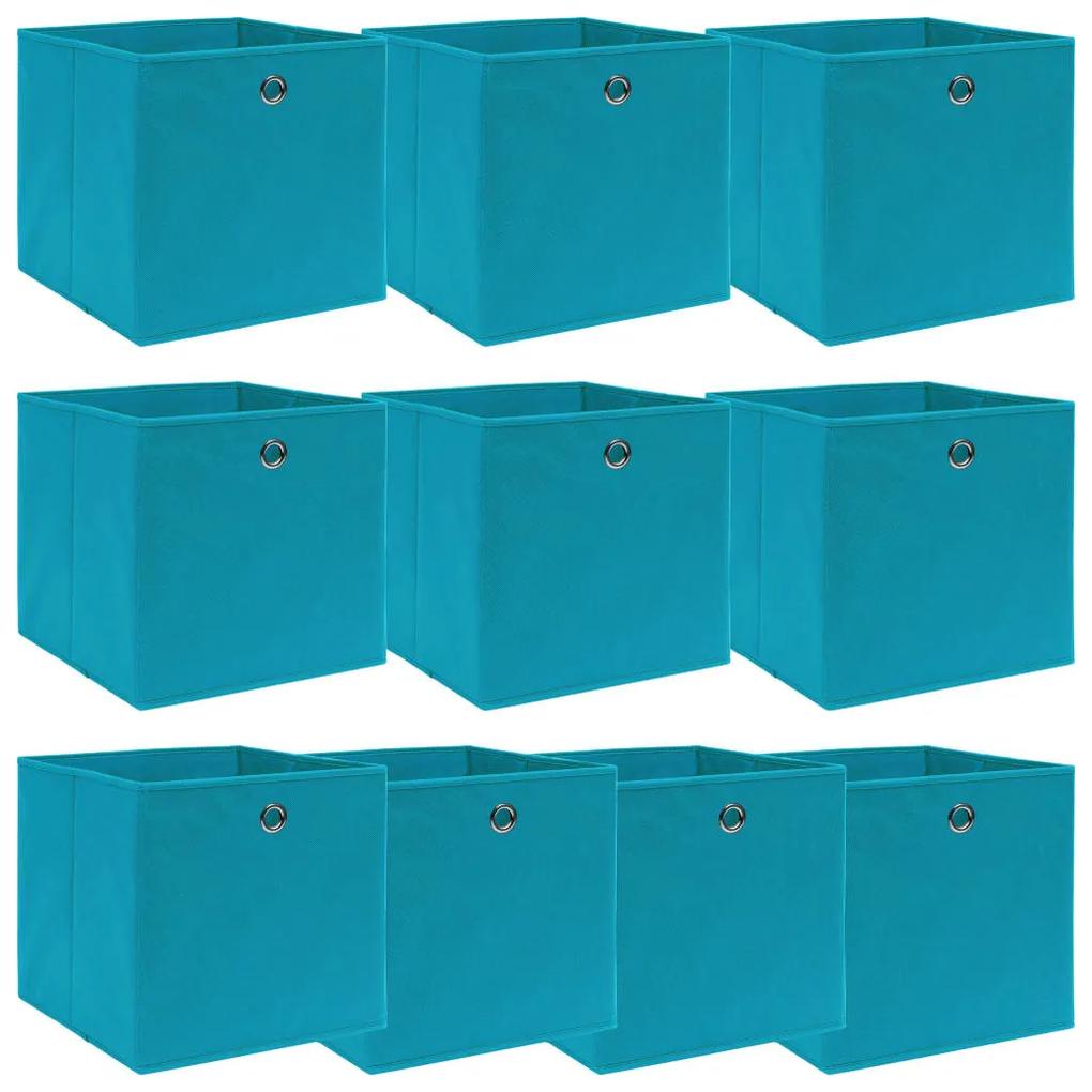 Úložné boxy 10 ks bledě modré 32 x 32 x 32 cm textil - Default Title