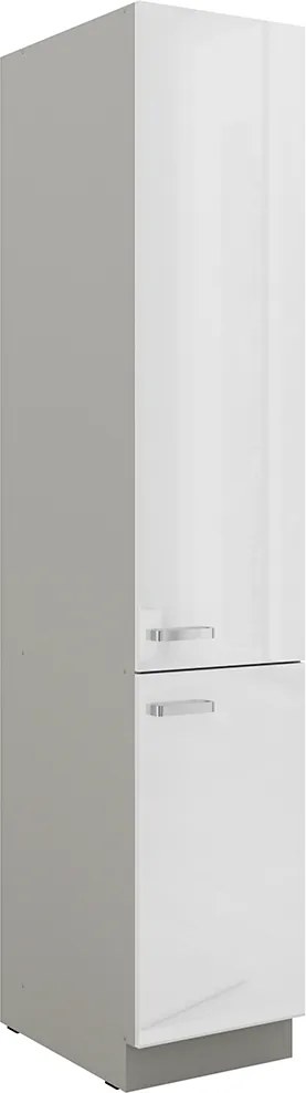 BIANCA sb | vysoká skříňka 40 DK-210 2F potravinová s policemi | 40 cm | světle šedá/bílá lesk
