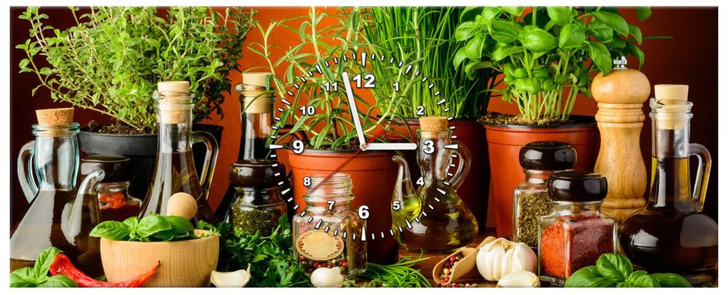 Gario Obraz s hodinami Zeleninové přísady Rozměry: 100 x 40 cm