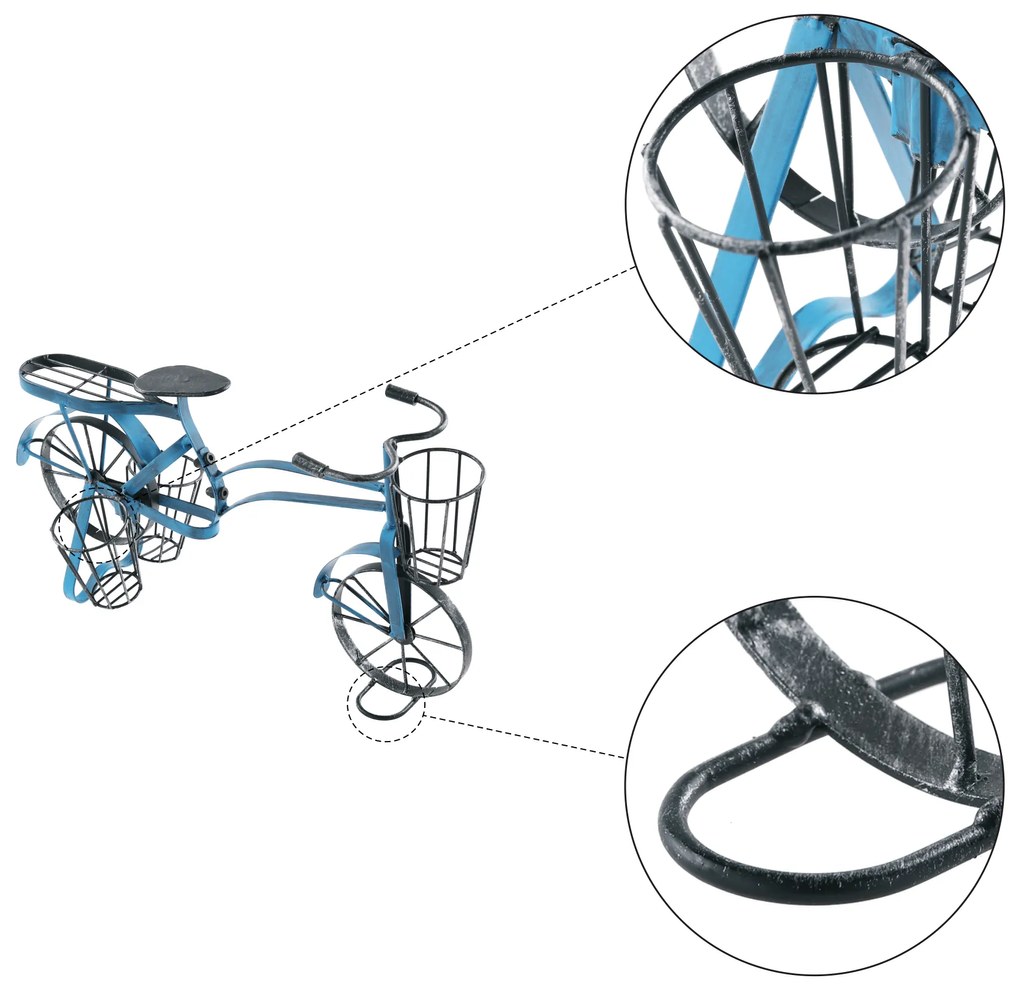 Kondela RETRO květináč ve tvaru kola, černá / modrá, ALBO