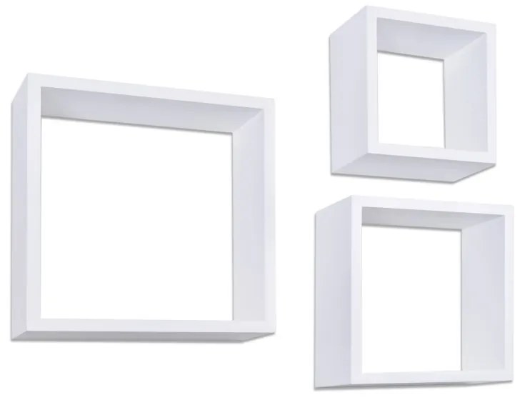TZB Nástěnné poličky Cube Ctverc bílé - sada 3 kusů
