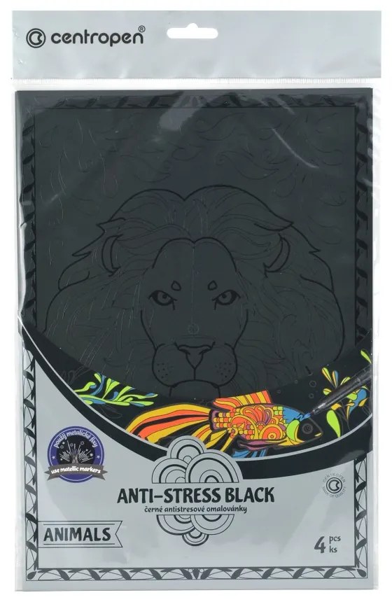 Centropen 9997 - antistresové omalovánky Animals - 4 ks