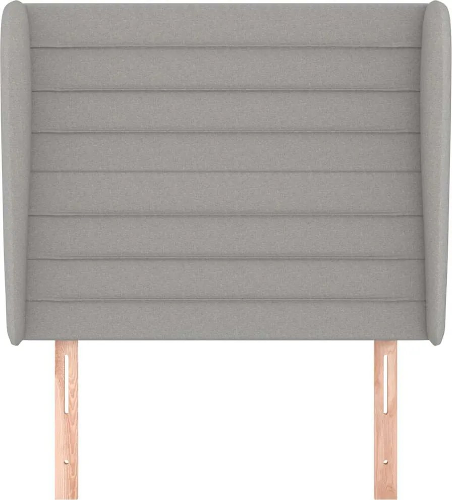 Čelo postele typu ušák světle šedé 93 x 23 x 118/128 cm textil 3118078