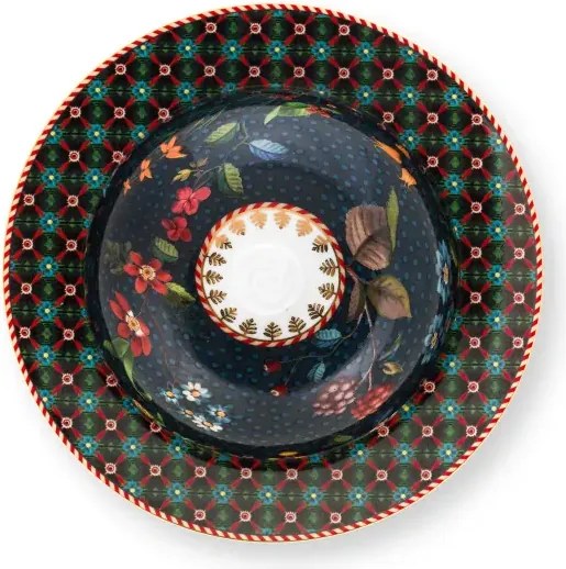 Pip Studio Berry Blues máselnice 17x8cm, modrý (Porcelánová máslenka kulatá)