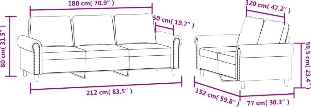 vidaXL 2dílná sedací souprava s poduškami samet [3202250] Barva: Hnědá