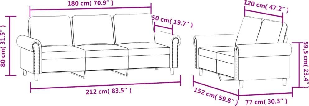vidaXL 2dílná sedací souprava s poduškami samet [3202250] Barva: světle šedá