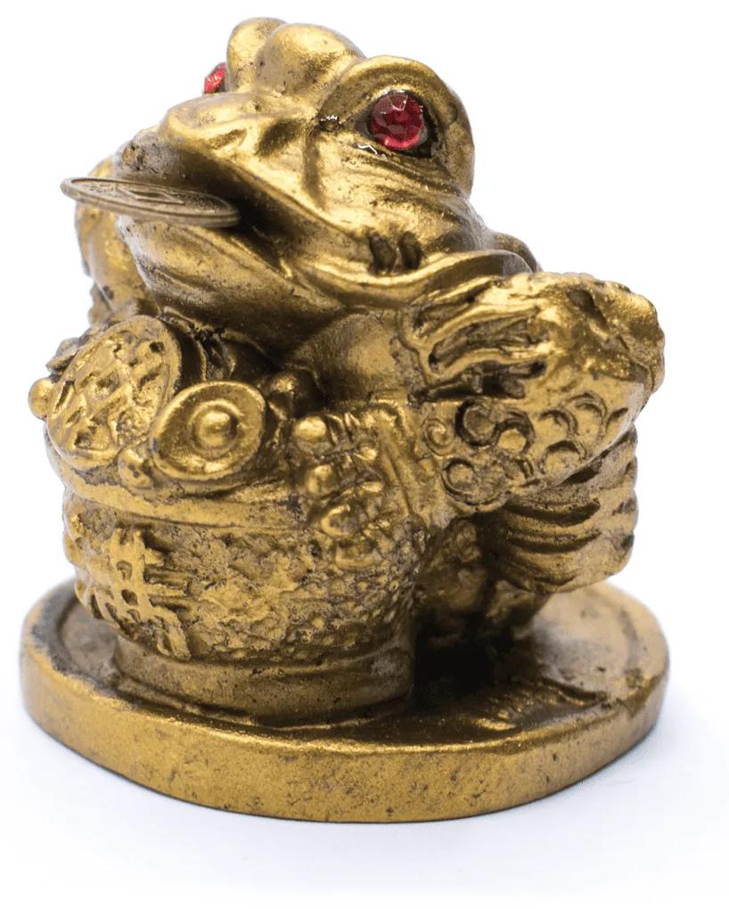 Milujeme Kameny Třínohá žába s pohárem mincí - soška Feng shui