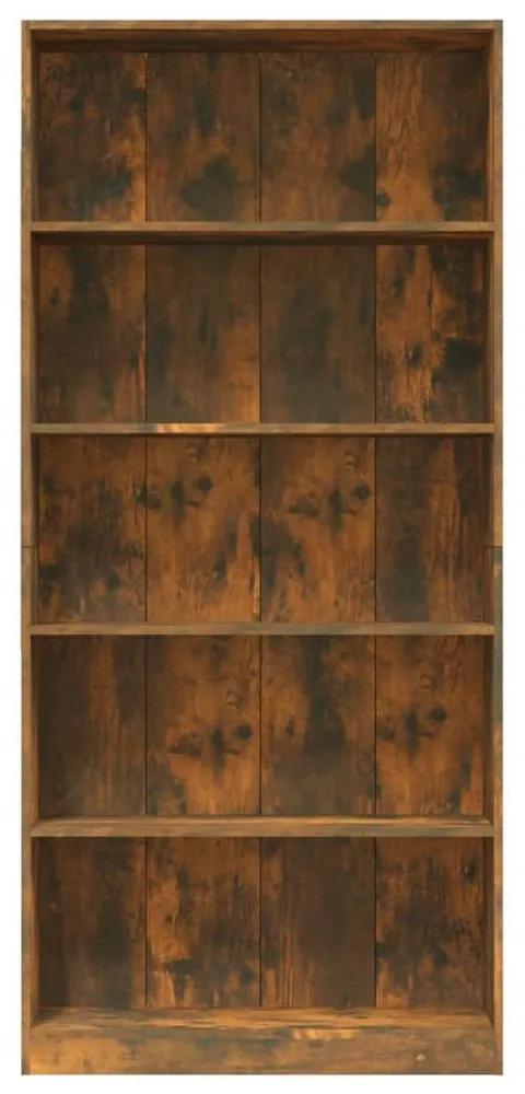 Petromila 5patrová knihovna kouřový dub 80 x 24 x 175 cm kompozitní dřevo