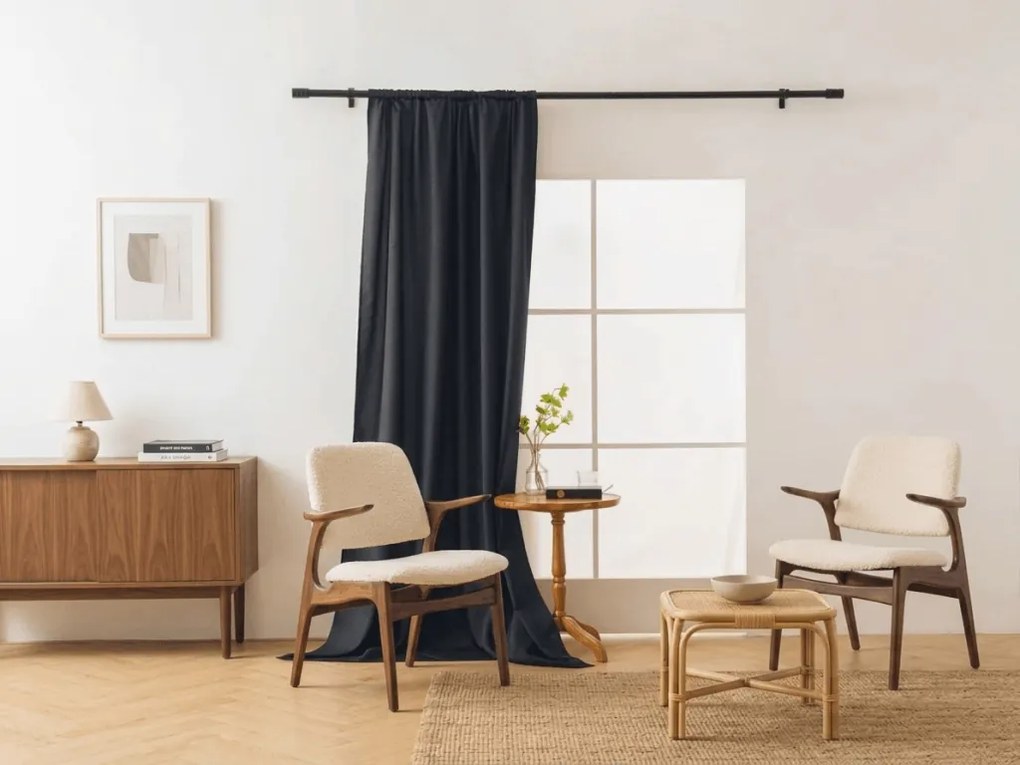Závěs OXFORD LIGHT 140x250 cm, černý Zavěšení: Řasící páska