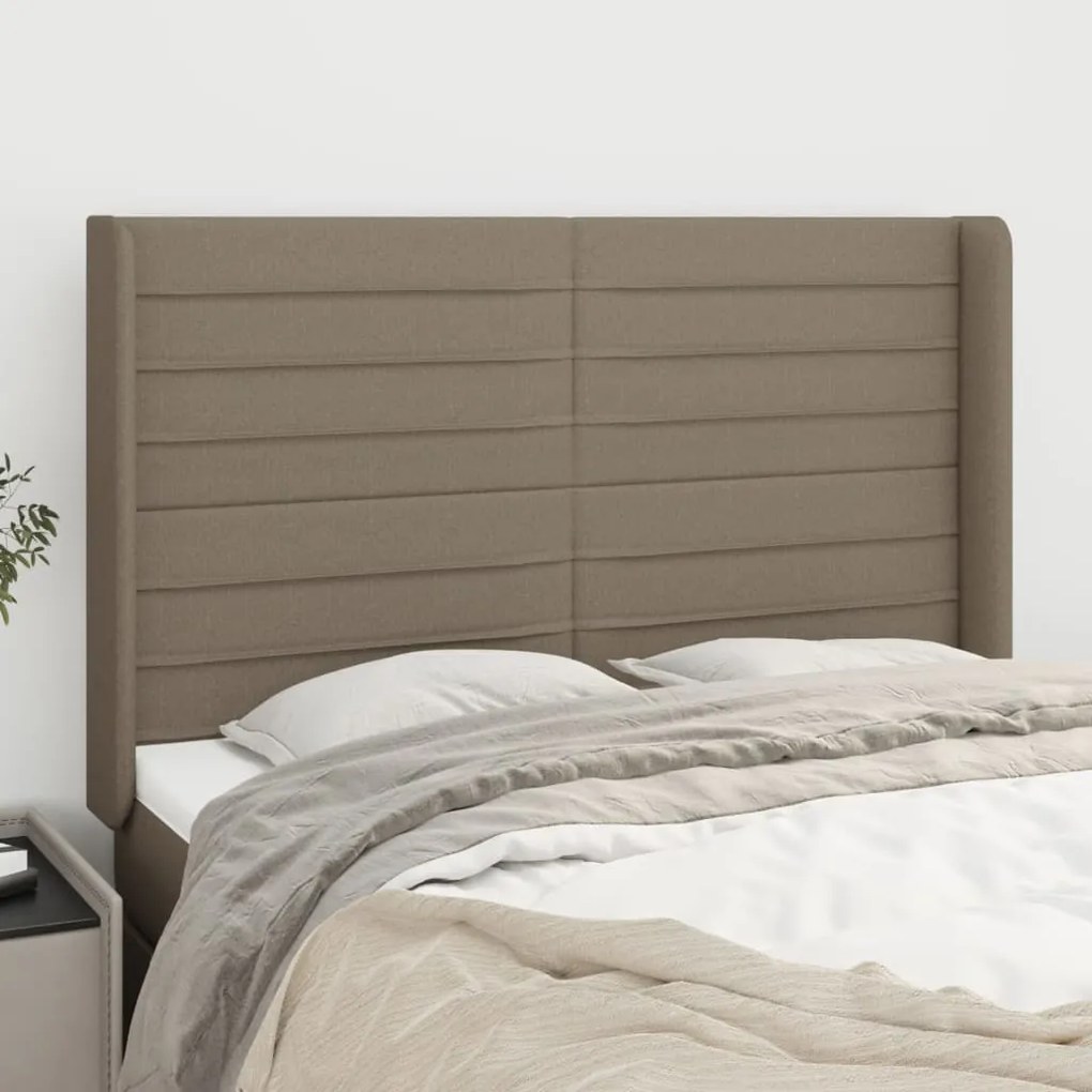 Čelo postele typu ušák taupe 147x16x118/128 cm textil 3119722