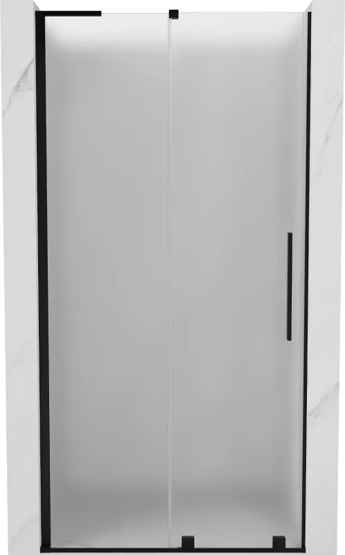 Mexen Velar L, posuvné sprchové dveře do otvoru 110 cm, 8mm sklo námraza, černá matná, 871-110-003-31-66