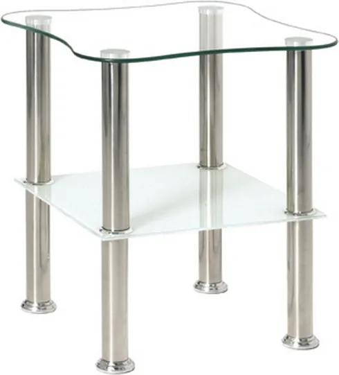 Přístavný stolek Klock, čiré/bílé sklo