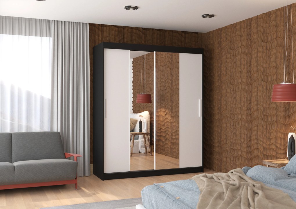 ADRK Furniture Posuvná skříň s zrcadlem DALLAS 180 SW-DAL-B+W-180+A290