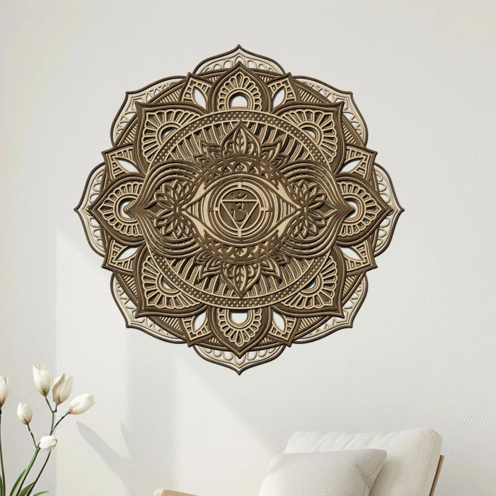 dřevo života Dřevěná 8 vrstvá mandala ROVNOVÁHY Zvolte rozměr (cm): 80x80, Zvolte barvu dekoru: Buk-Ořech