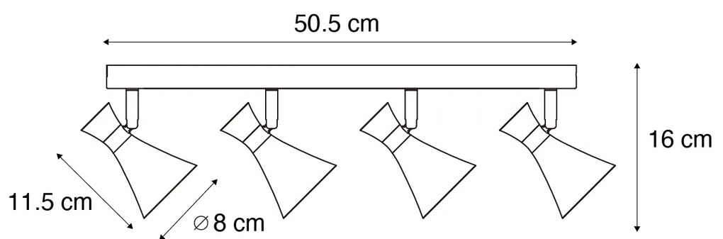 Moderní stropní bodové svítidlo černé 4-světelné otočné a sklopné - Triangle