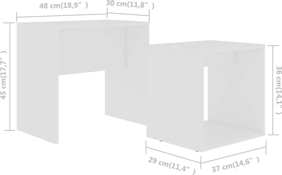 vidaXL Set konferenčních stolků 48 x 30 x 45 cm dřevotříska [802885] Barva: Betonová šedá