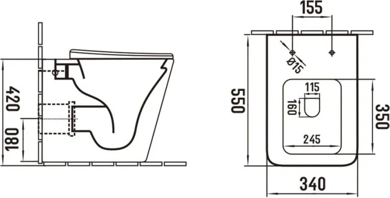 Mexen Cube miska wc stojící Rimless s deskou pomalu klesající slim, duroplast, černá mat - 32924085