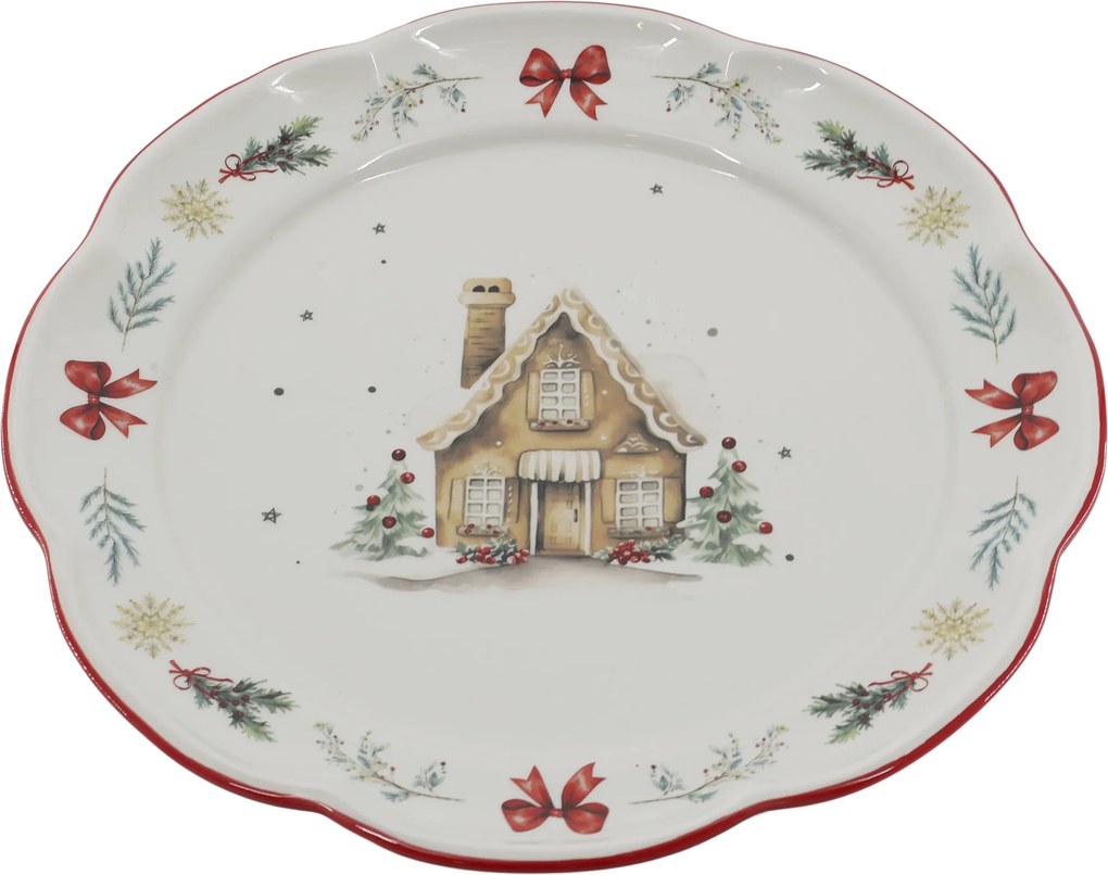 Vánoční keramický jídelní talíř Chalet de Noël – Ø 28*3 cm