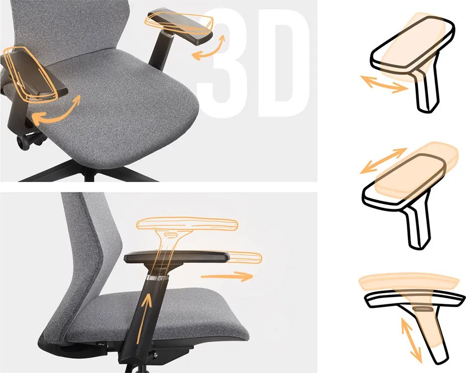 Ergonomická kancelářská židle MOSH Airflow 502 – šedá