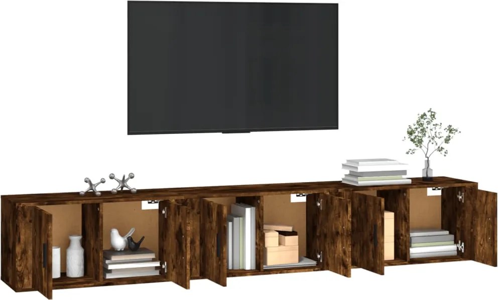Nástěnné TV skříňky 3 ks kouřový dub 80 x 34,5 x 40 cm 3188363