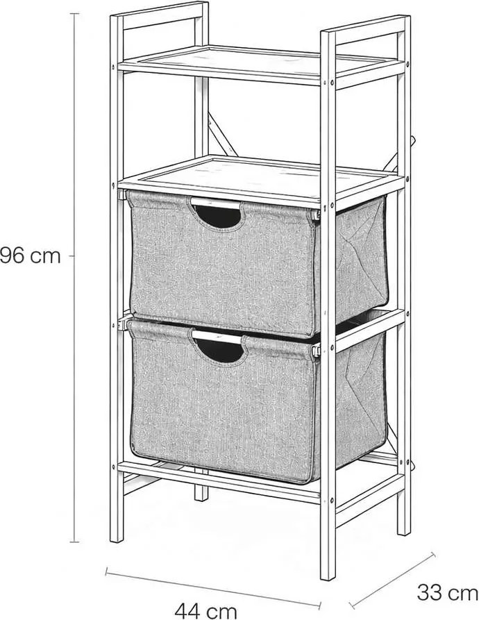 Regál Coloma I, přírodní dřevo / šedá