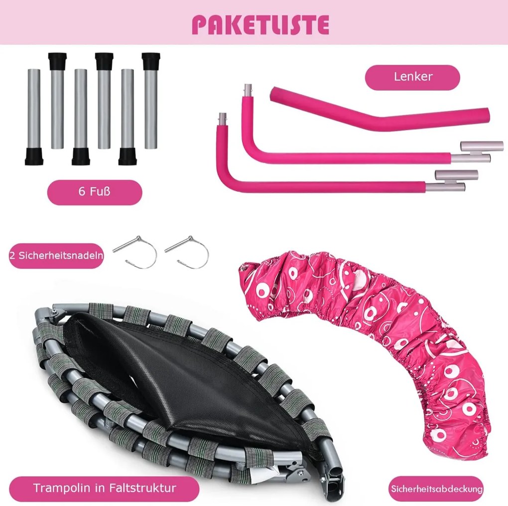 Costway Φ92 cm dětská trampolína mini trampolína s rukojetí skládací trampolína