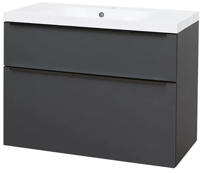 Mereo Mereo, Mailo, koupelnová skříňka s umyvadlem z litého mramoru 101 cm, černé madlo, CN532MB