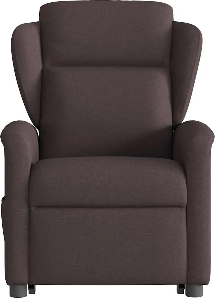 Elektrické zvedací polohovací křeslo tmavě hnědé textil 3303159