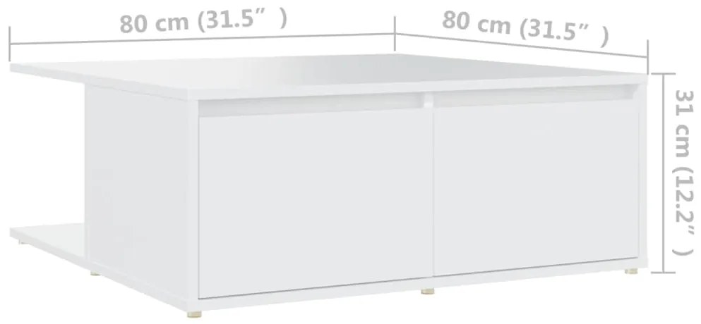 vidaXL Konferenční stolek bílý 80 x 80 x 31 cm dřevotříska