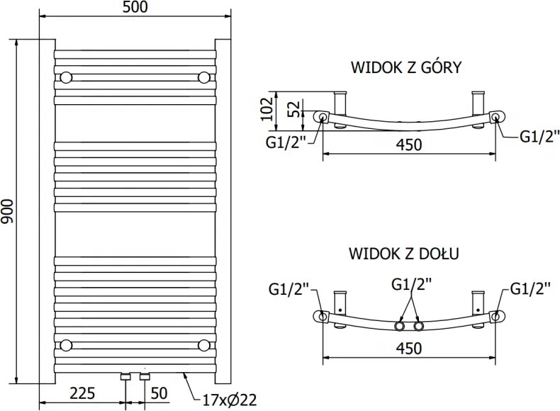 Mexen Ares, elektrické topné těleso 900 x 500 mm, 300 W, zlatá lesklá, W102-0900-500-2300-50