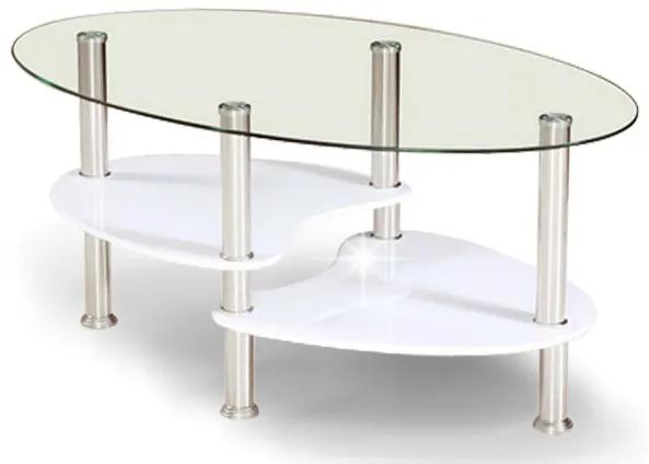 konferenční stolek Tempo Kondela Axel, ocel/sklo/bílá HG