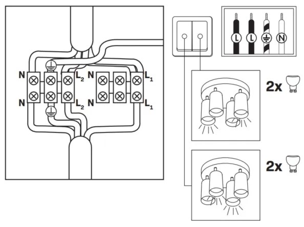 LED RGBW Stmívatelné koupelnové bodové svítidlo TURYN 4xGU10/6,5W/230V IP44 čer