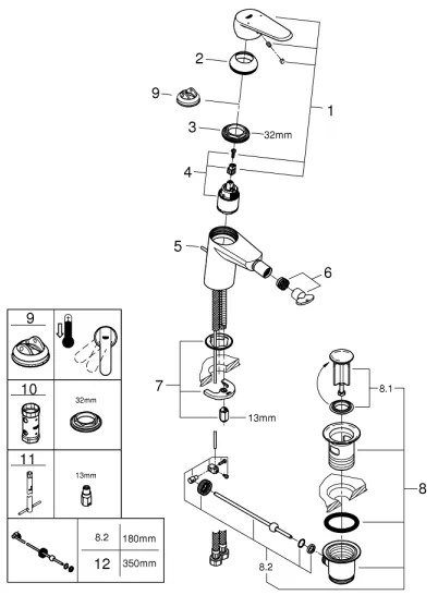 GROHE 33244002 - Bidetová baterie EURODISC COSMOPOLITAN DN 15 lesklý chrom