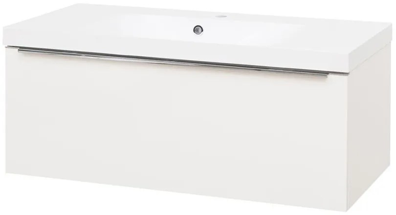 Mereo Mereo, Mailo, koupelnová skříňka s umyvadlem z litého mramoru 101 cm, bílá, dub, antracit, CN517M