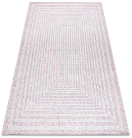 Koberec SISAL SION bludiště 22376 ploché tkaní růžový / ecru