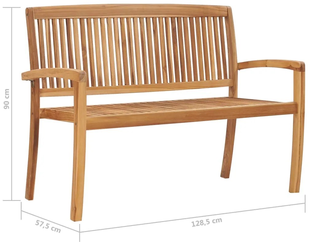 Stohovatelná zahradní lavice s poduškou 128,5 cm masivní teak,  3063290
