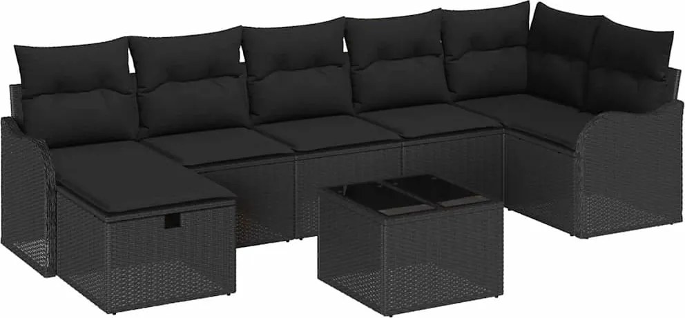 Set pohovek 8 ks 7-Počet míst Černá polyratan 3359012