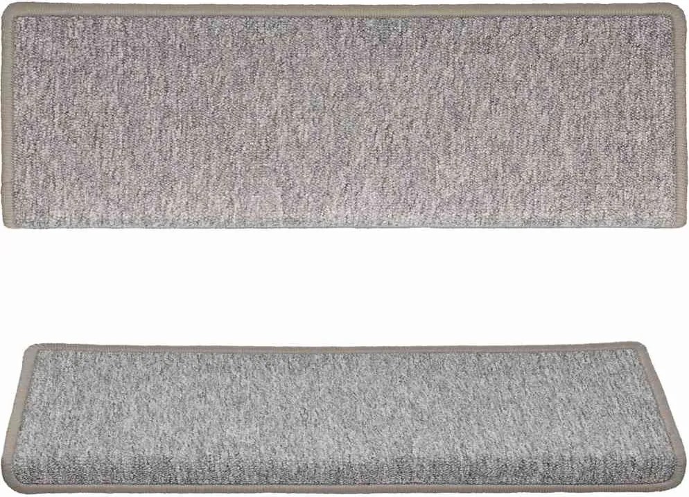 Schodové rohože 15 ks 65 x 21 x 4 cm světle šedé s obdélníkovým okrajem 134570