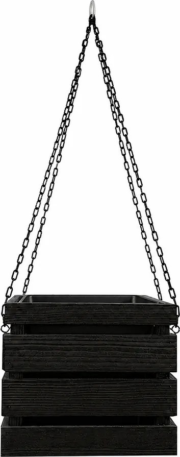 AMADEA Dřevěný závěsný obal s květináčem tmavý, 27x27x21 cm, český výrobek