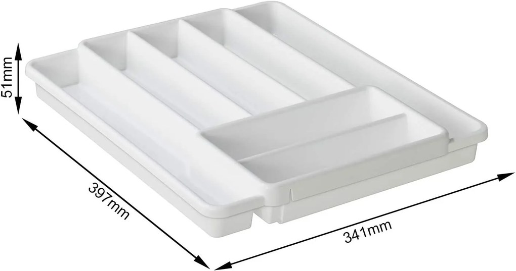 Rotho Nastavitelný organizér do šuplíku, příborník plastový, bílý DOMINO 34 - 49 x 40 cm